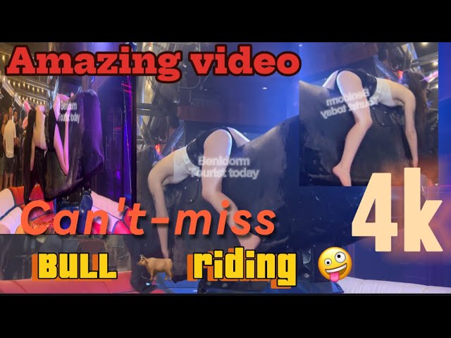 Last night crazy ♥️♥️ bull riding! Mechanical bull Benidorm Spain ♥️♥️♥ ...